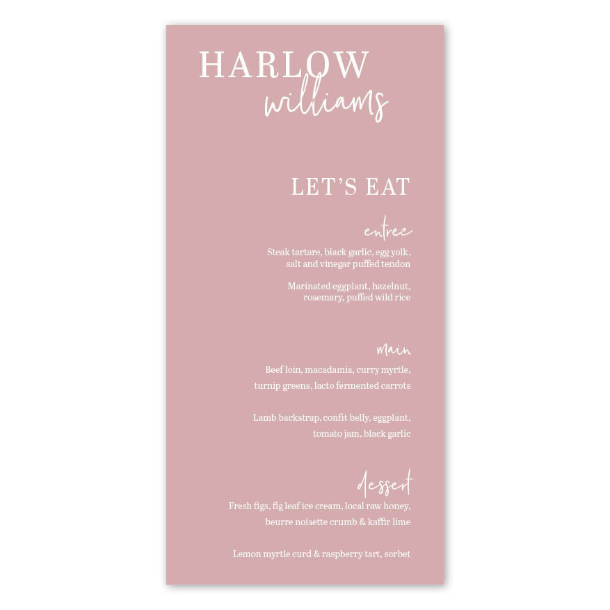 The Harlow Menu - White Ink – Chanel Dixon Designs